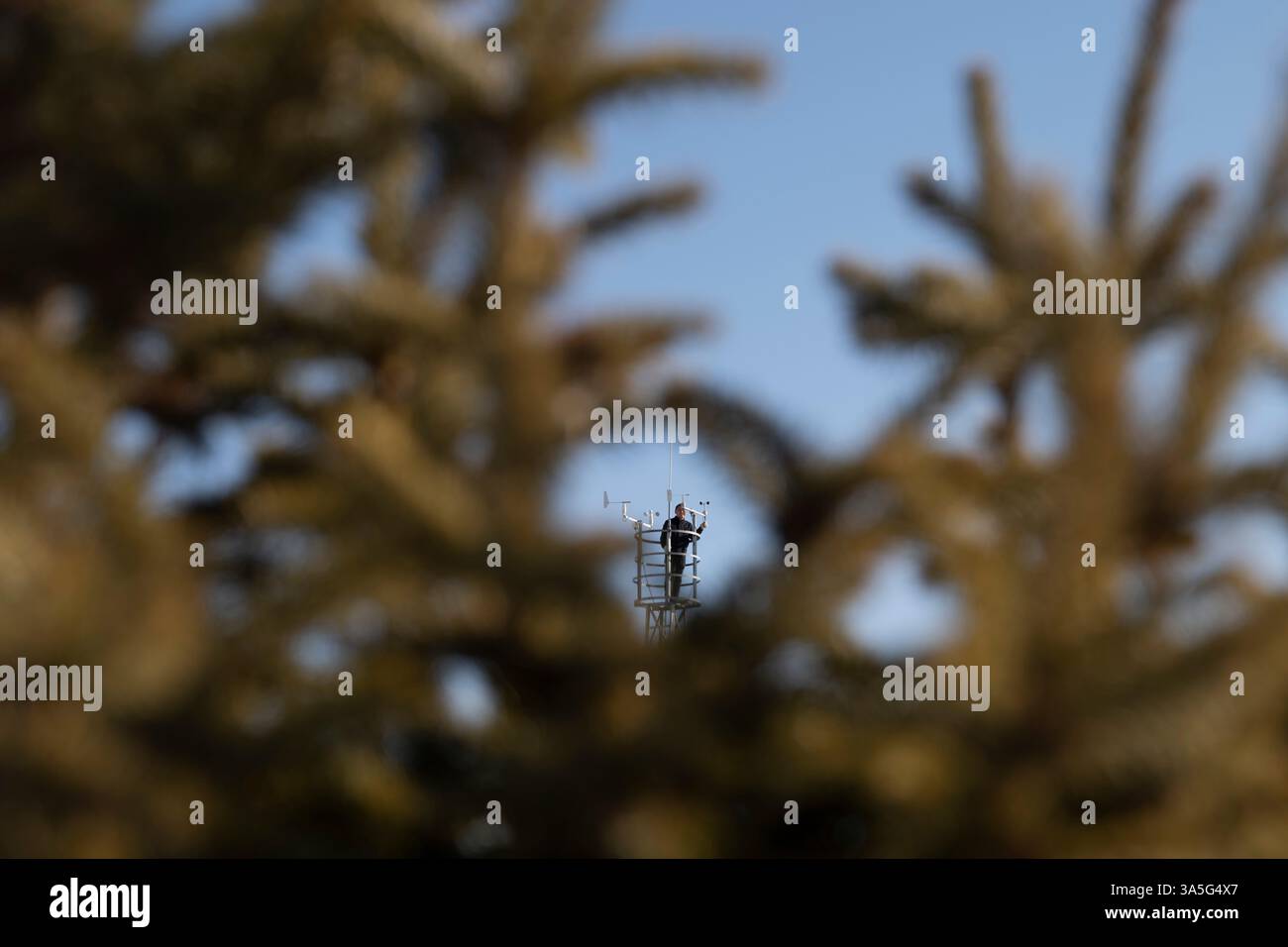 (250323) -- MOHE, March 23, 2025 (Xinhua) -- Meteorologist Guo Dayong ...