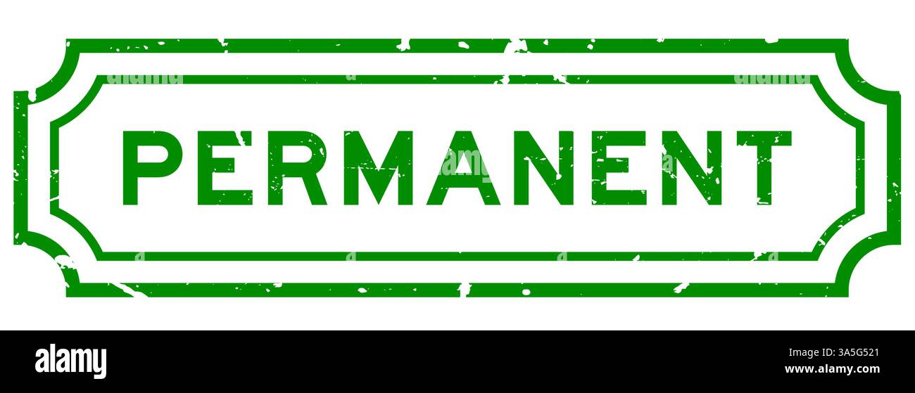 Grunge green permanent word square rubber stamp on white background ...