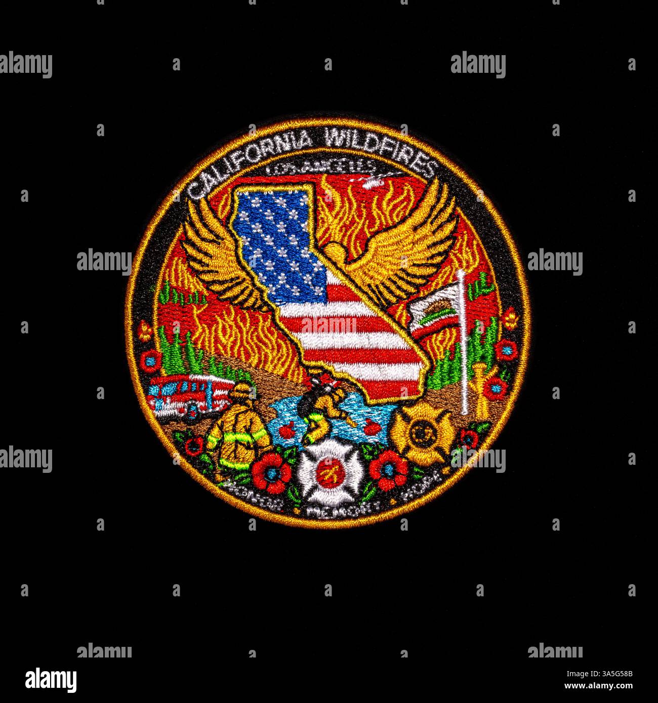 California Wildfire Memorial Patch Stock Photo - Alamy