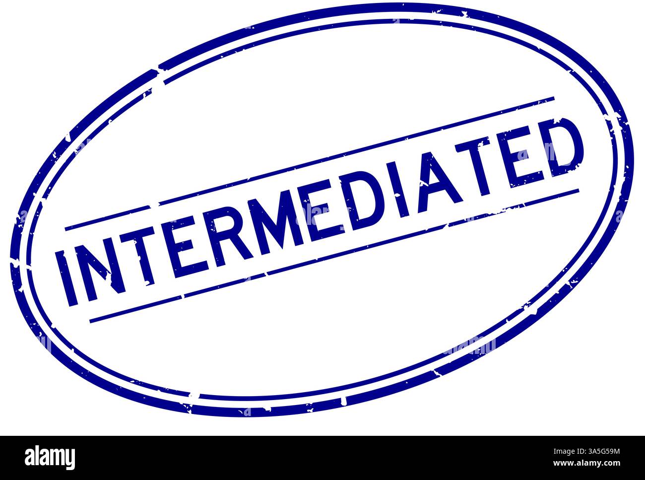 Grunge blue intermediaed word oval rubber seal stamp on white ...