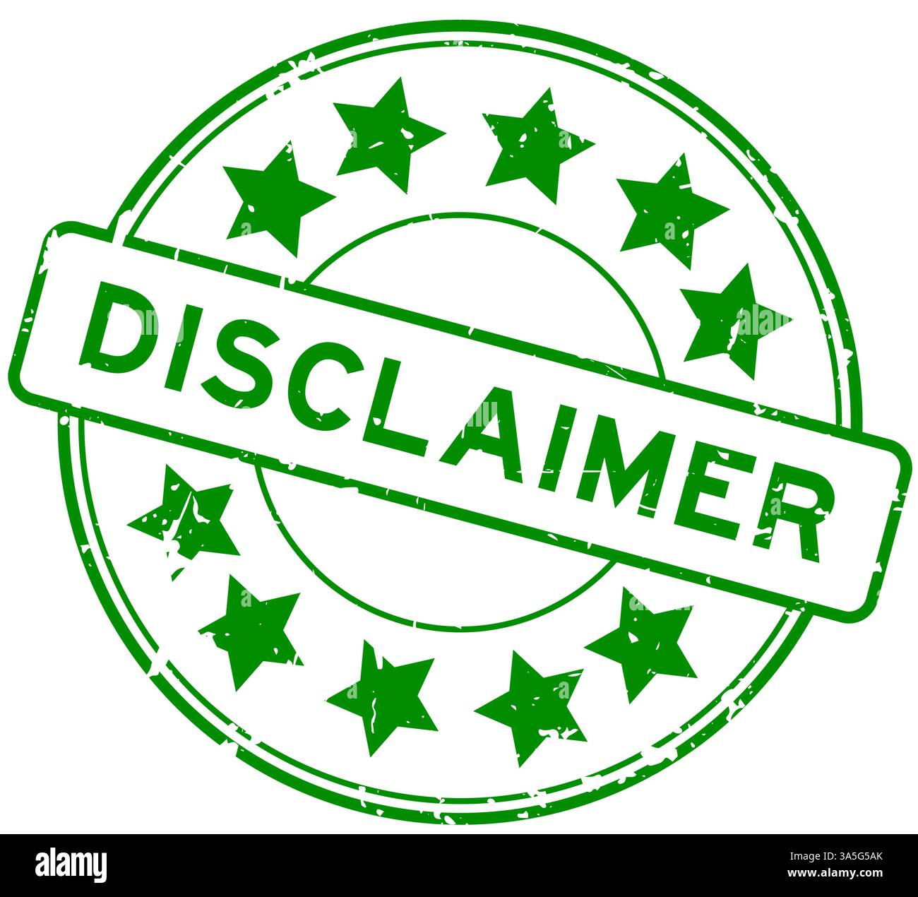 Grunge green disclaimer word round rubber seal stamp on white background Stock Vector Image ...