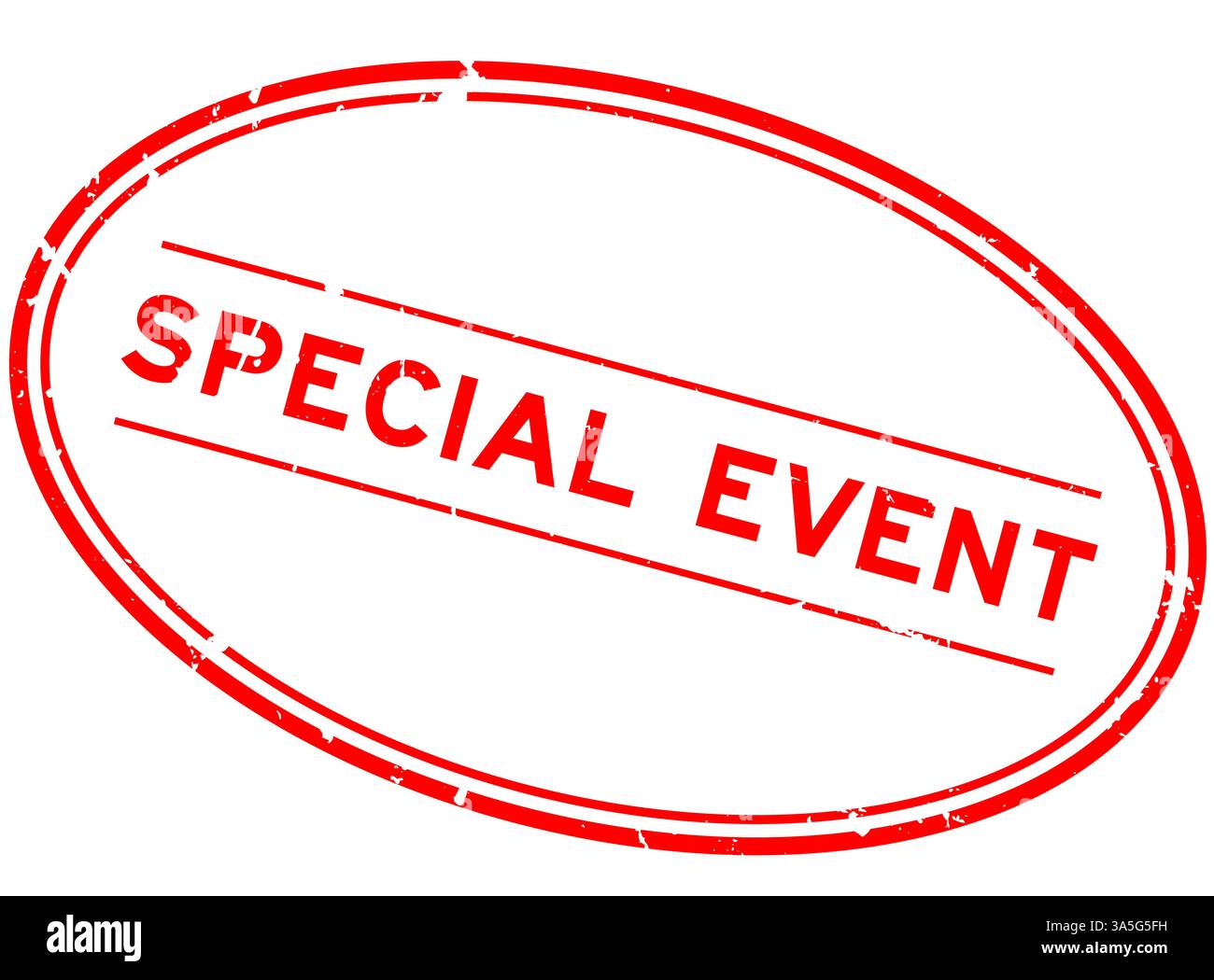 Grunge red special event word oval rubber seal stamp on white ...