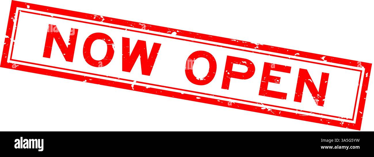 Grunge red now open word square rubber seal stamp on white background Stock Vector Image & Art ...