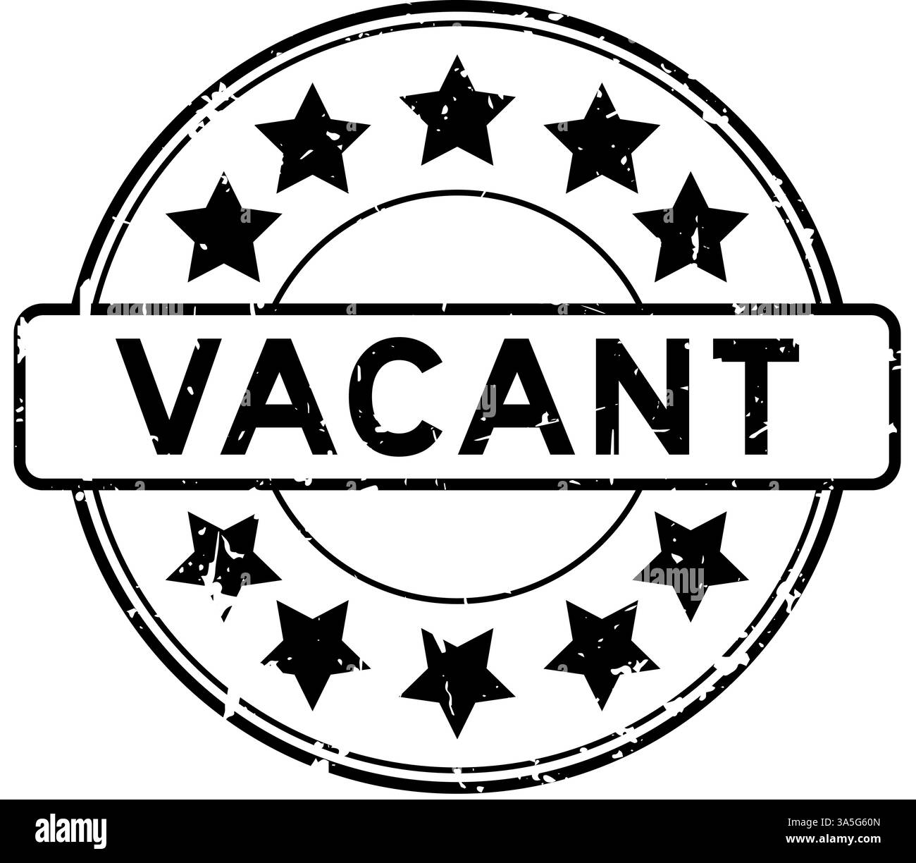 Grunge black vacant word with star icon round rubber seal stamp on ...