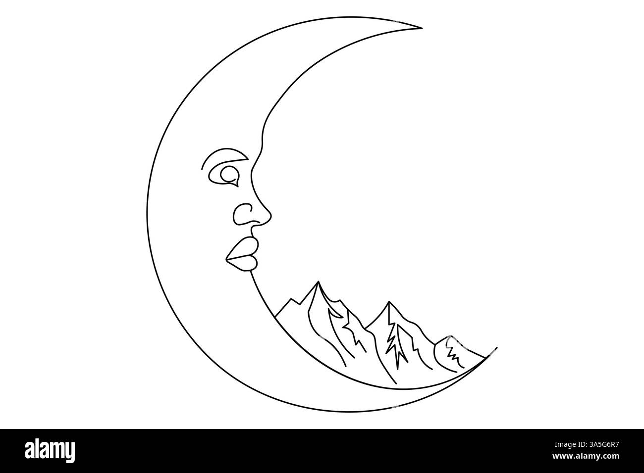Continuous one line art of moon icon ramadan isolated outline vector ...