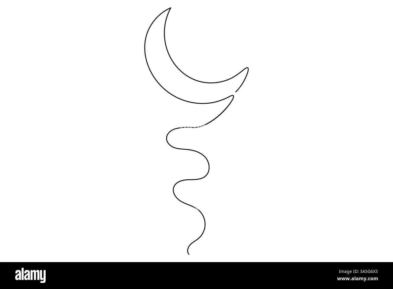 Continuous one line art of moon icon ramadan isolated outline vector ...