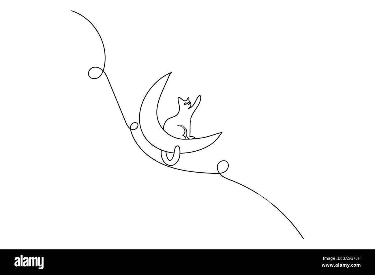 Continuous one line art of moon icon ramadan isolated outline vector ...