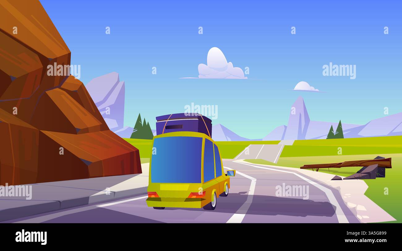 Illustration cartoon long road Stock Vector Images - Alamy