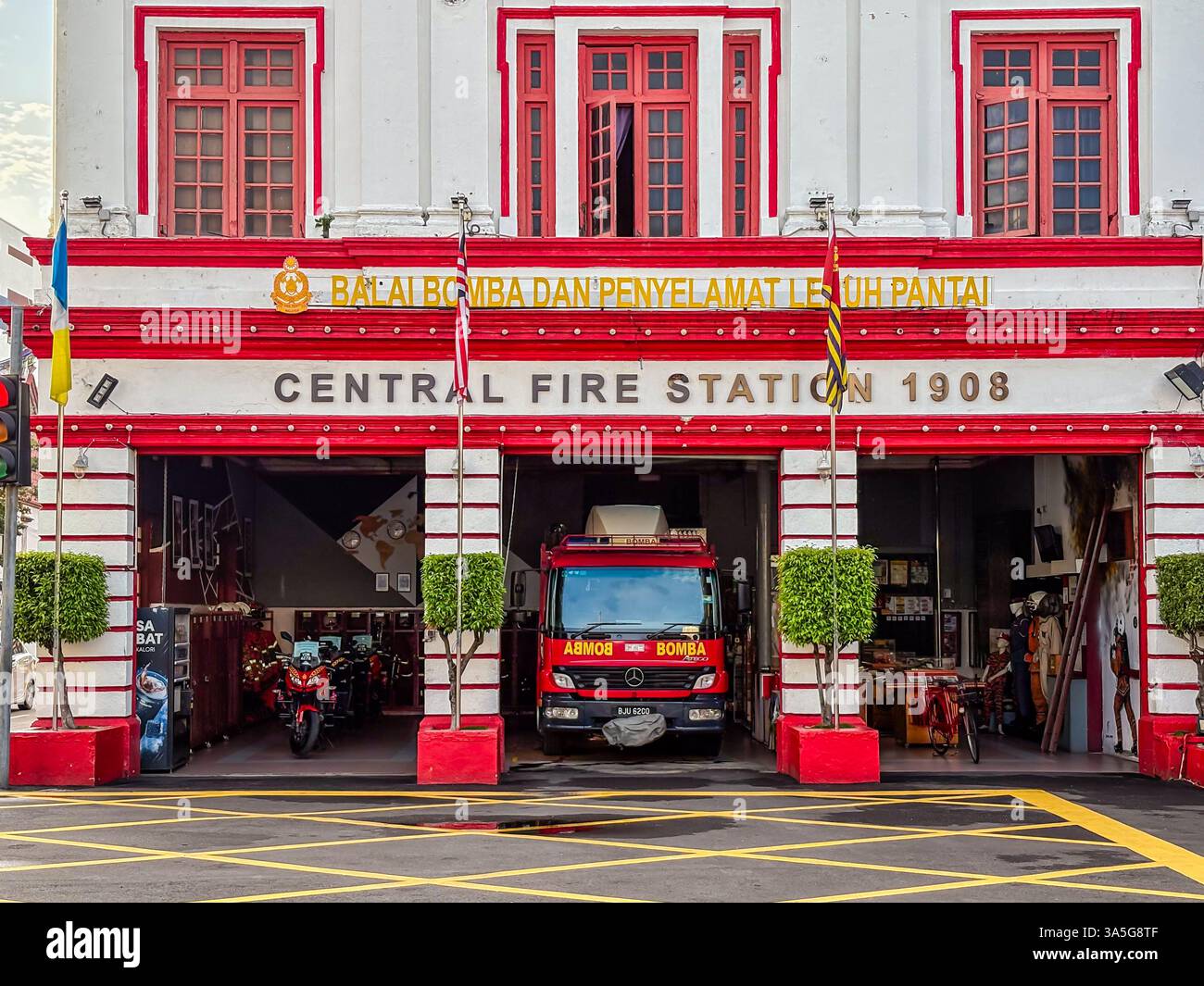 Close-up view of the Central Fire Station, built in 1908, in George ...