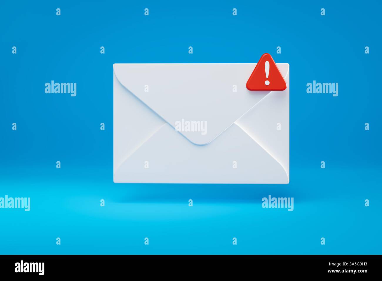A suspicious email - spam or phishing. An envelope hovering over a blue ...