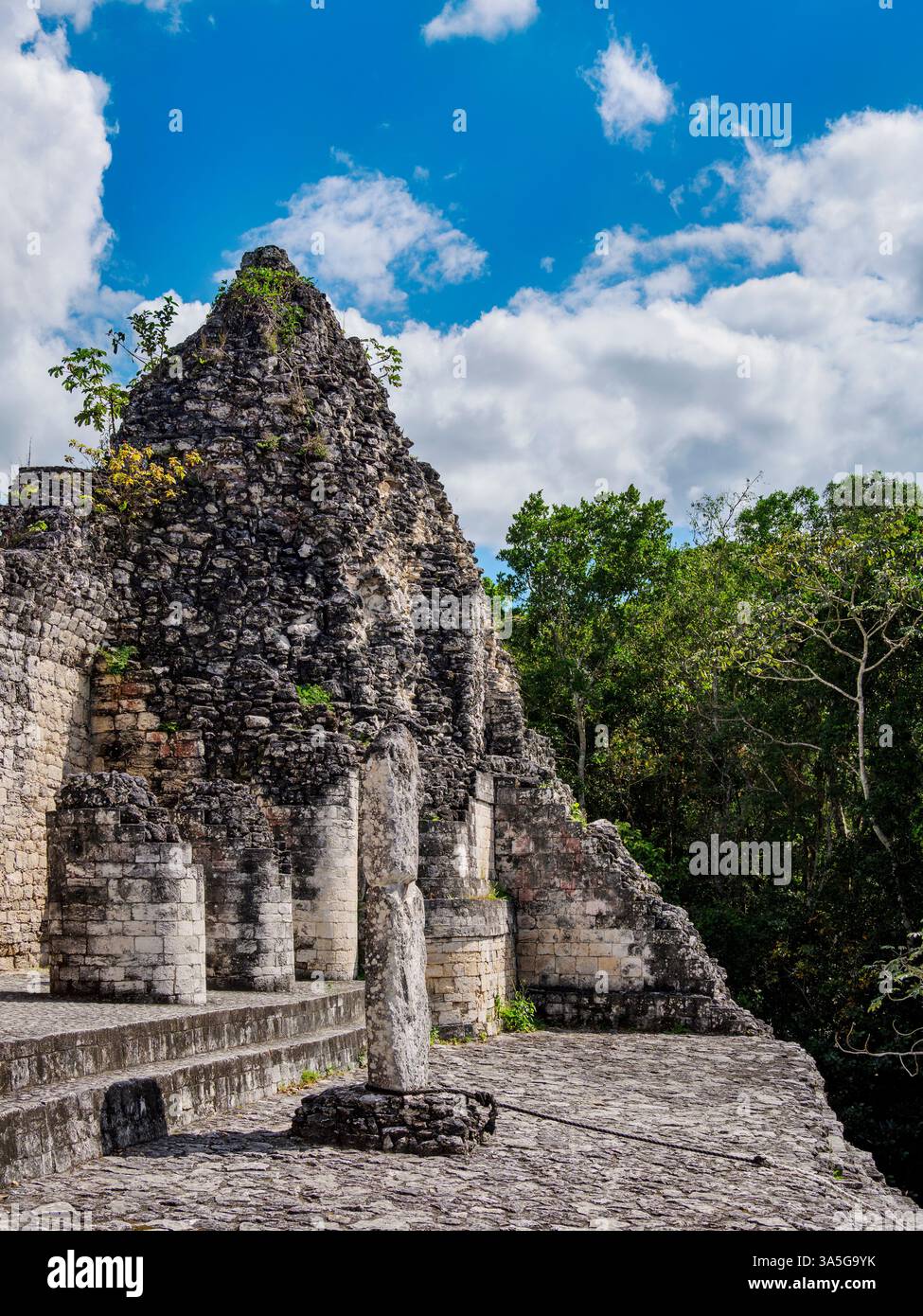 Structure VIII, Becan Archaeological Site, Campeche State, Mexico Stock ...