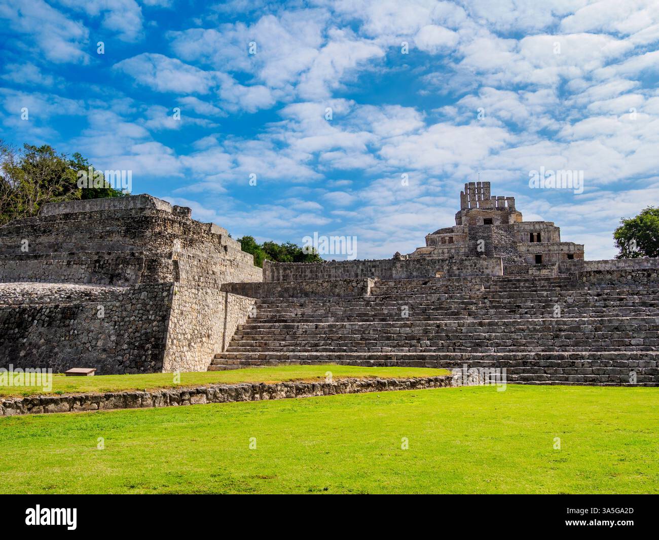 View over Main Plaza towards Great Acropolis and Temple of Five Floors ...