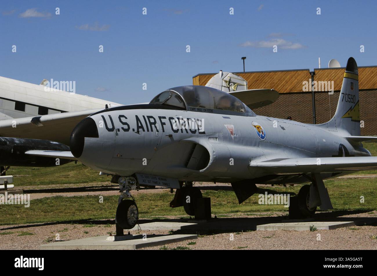 Lockheed T-33A. Two-place jet trainer. Jet-powered, it was produced by ...
