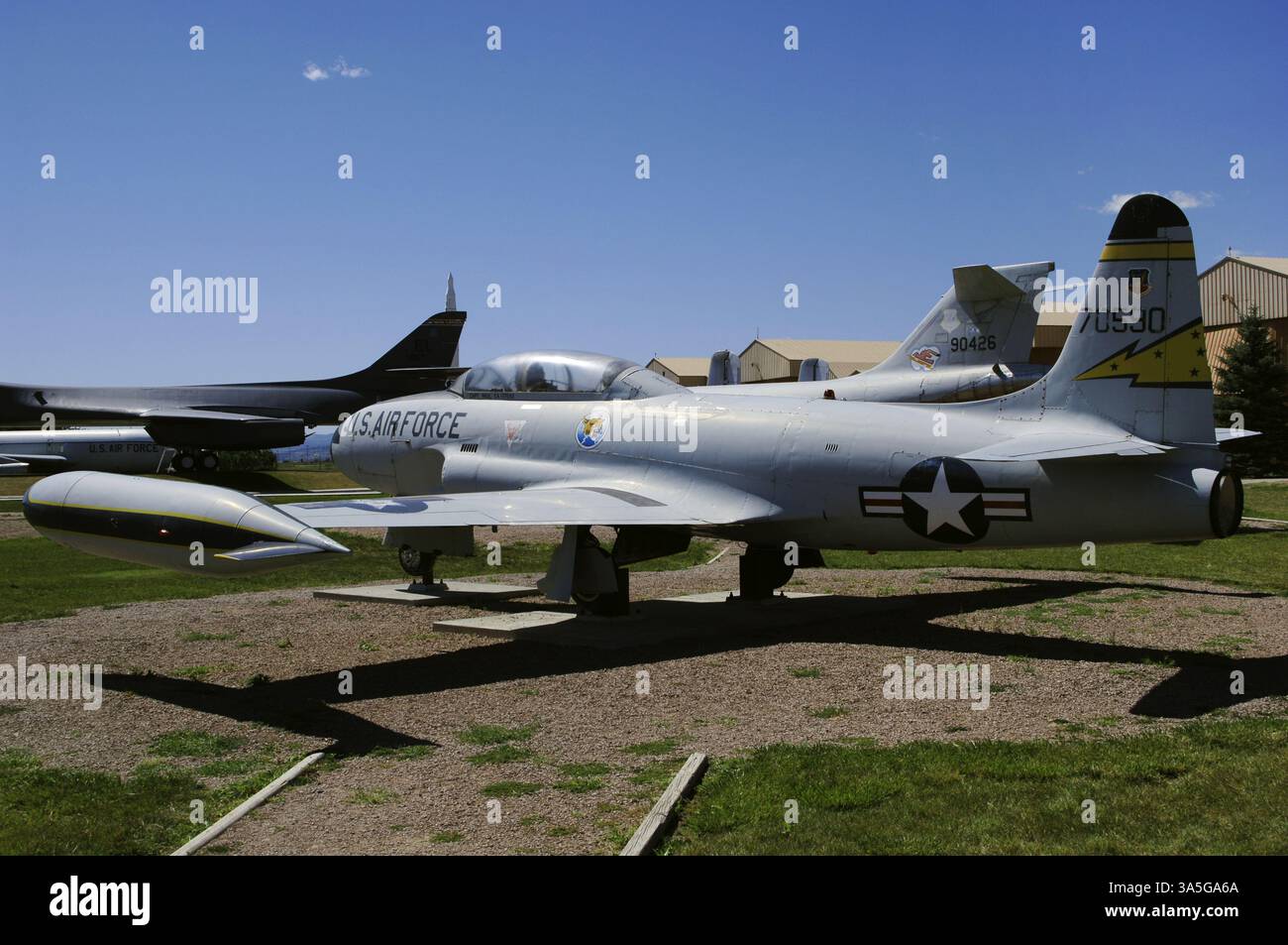 Lockheed T-33A. Two-place jet trainer. Jet-powered, it was produced by ...