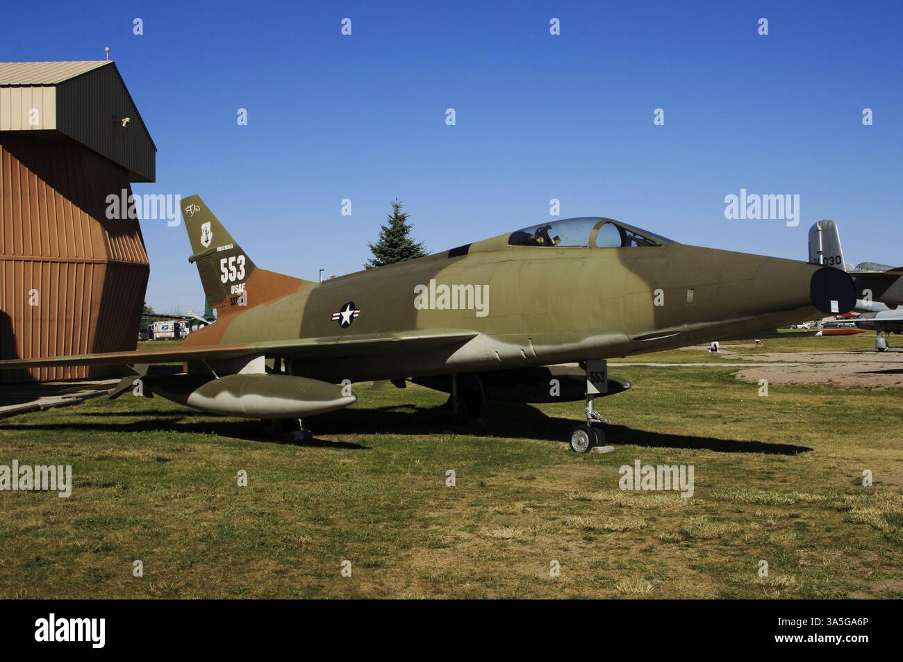 North American F-100A Super Sabre. Single-engine jet fighter-bomber ...