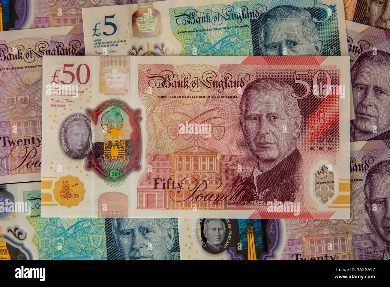 King Charles III banknotes Stock Photo - Alamy