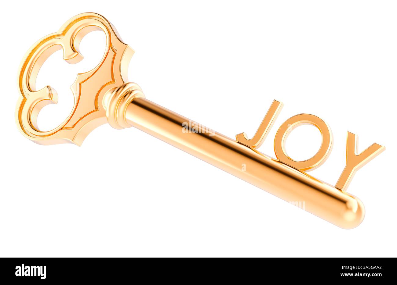 Key to joy, 3D rendering isolated on white background Stock Photo - Alamy