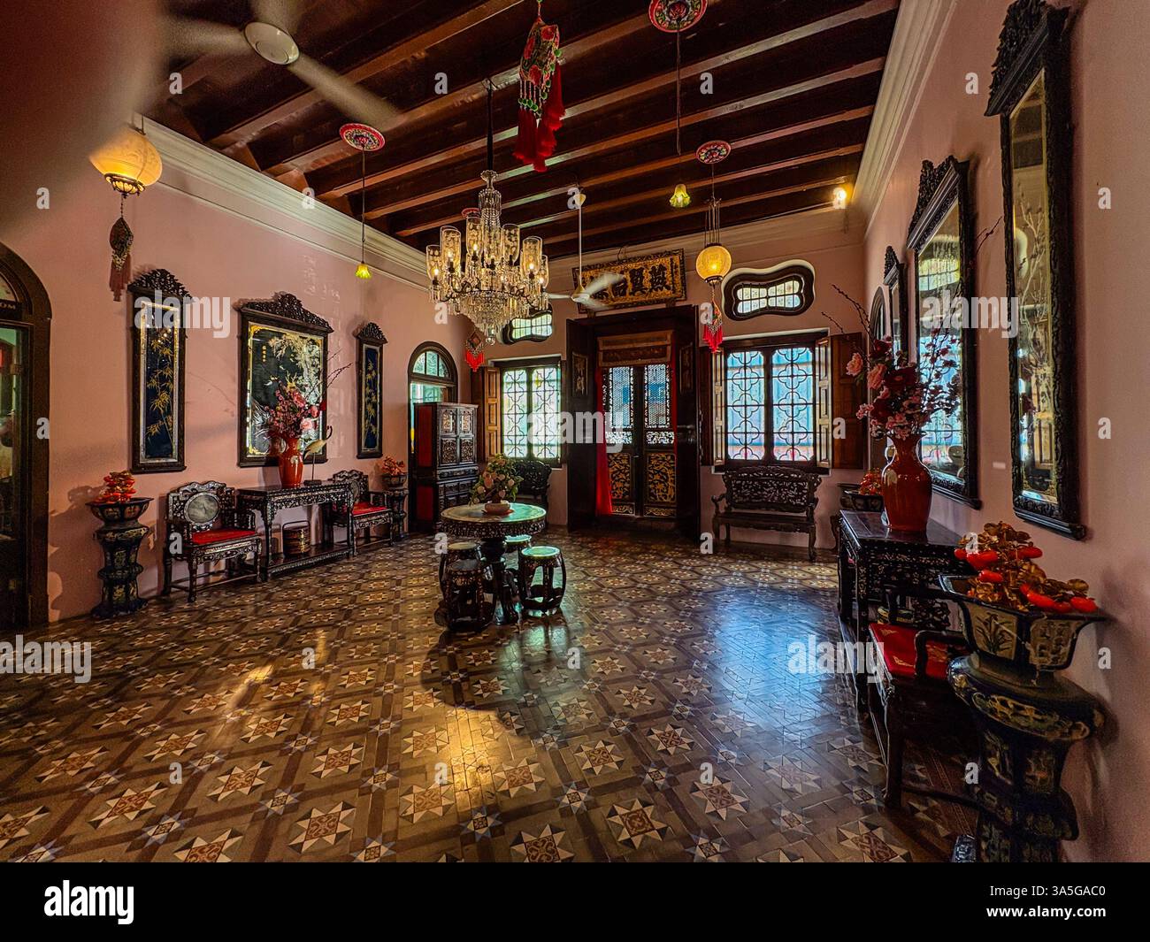 Pinang Peranakan Mansion main hall, Georgetown, Penang, Malaysia ...