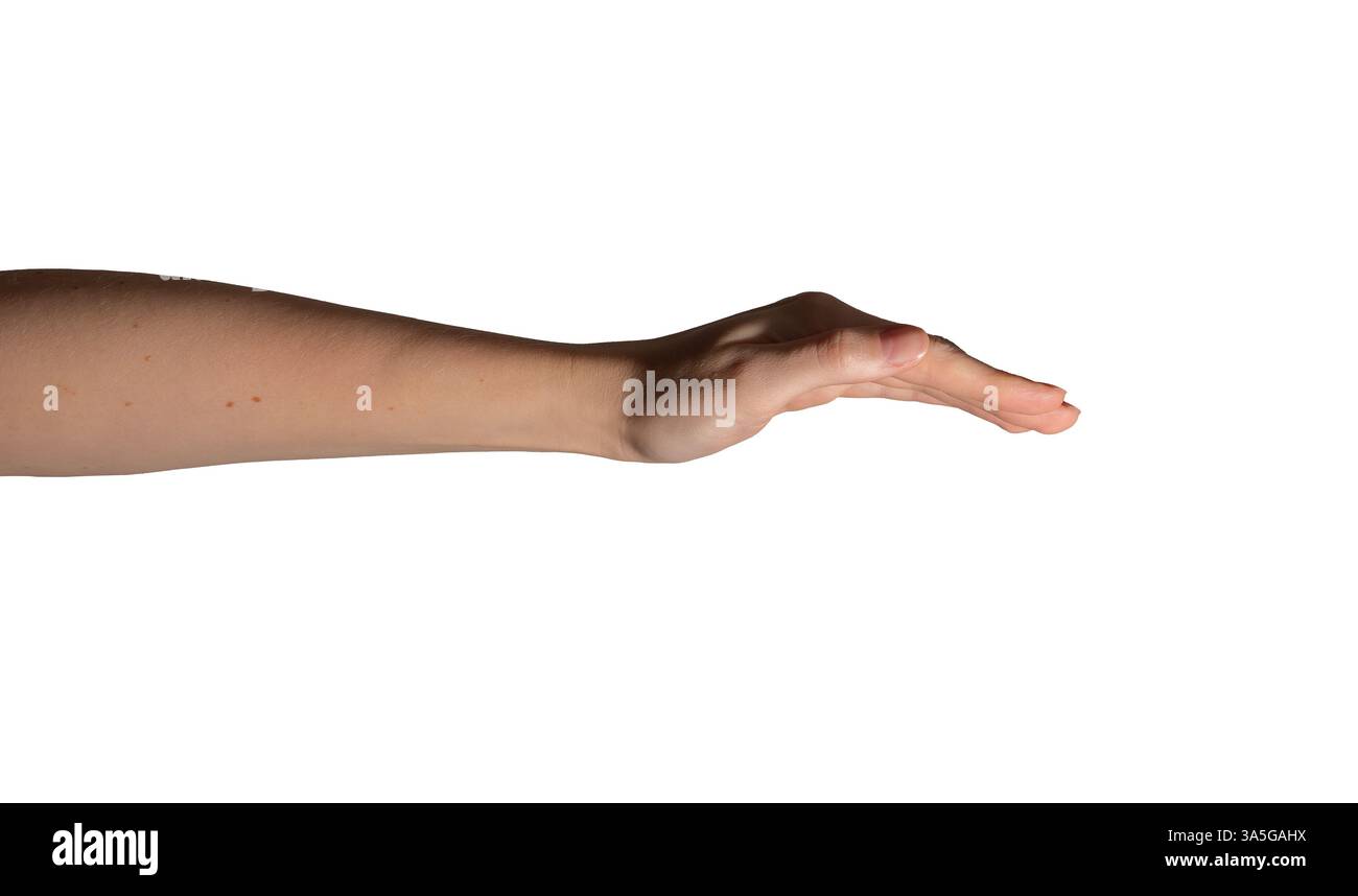 Hand in a cupped shape with fingers gently curled, symbolizing care ...