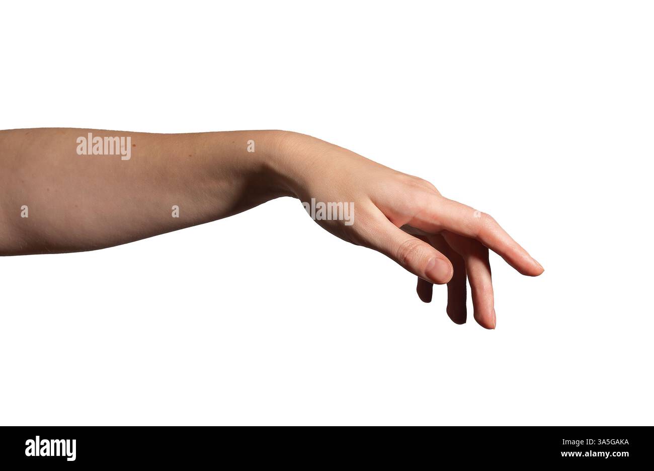 Hand gracefully reaching out with fingers slightly curved, expressing ...