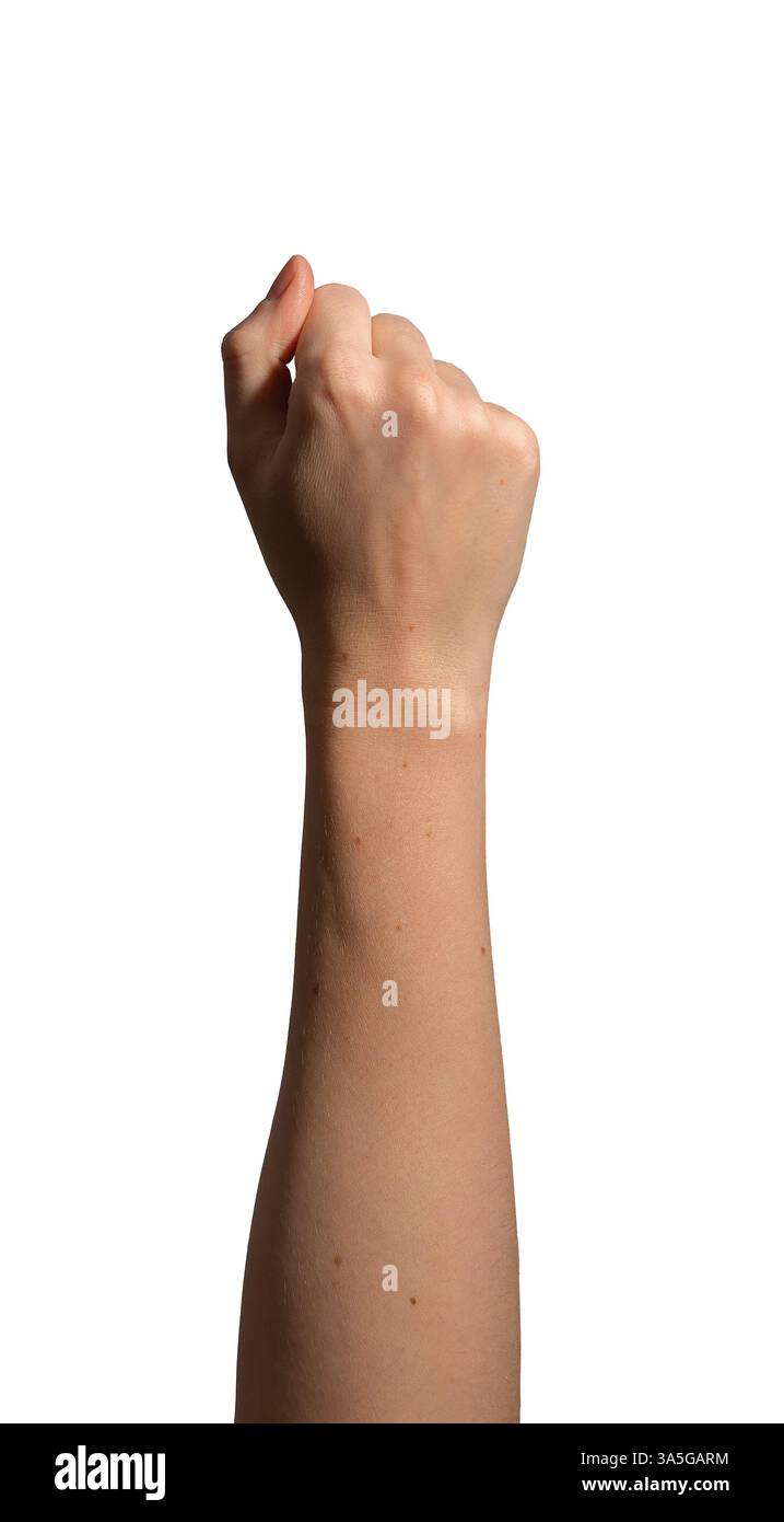 Female hand clenched into a fist, symbolizing strength, victory, and ...