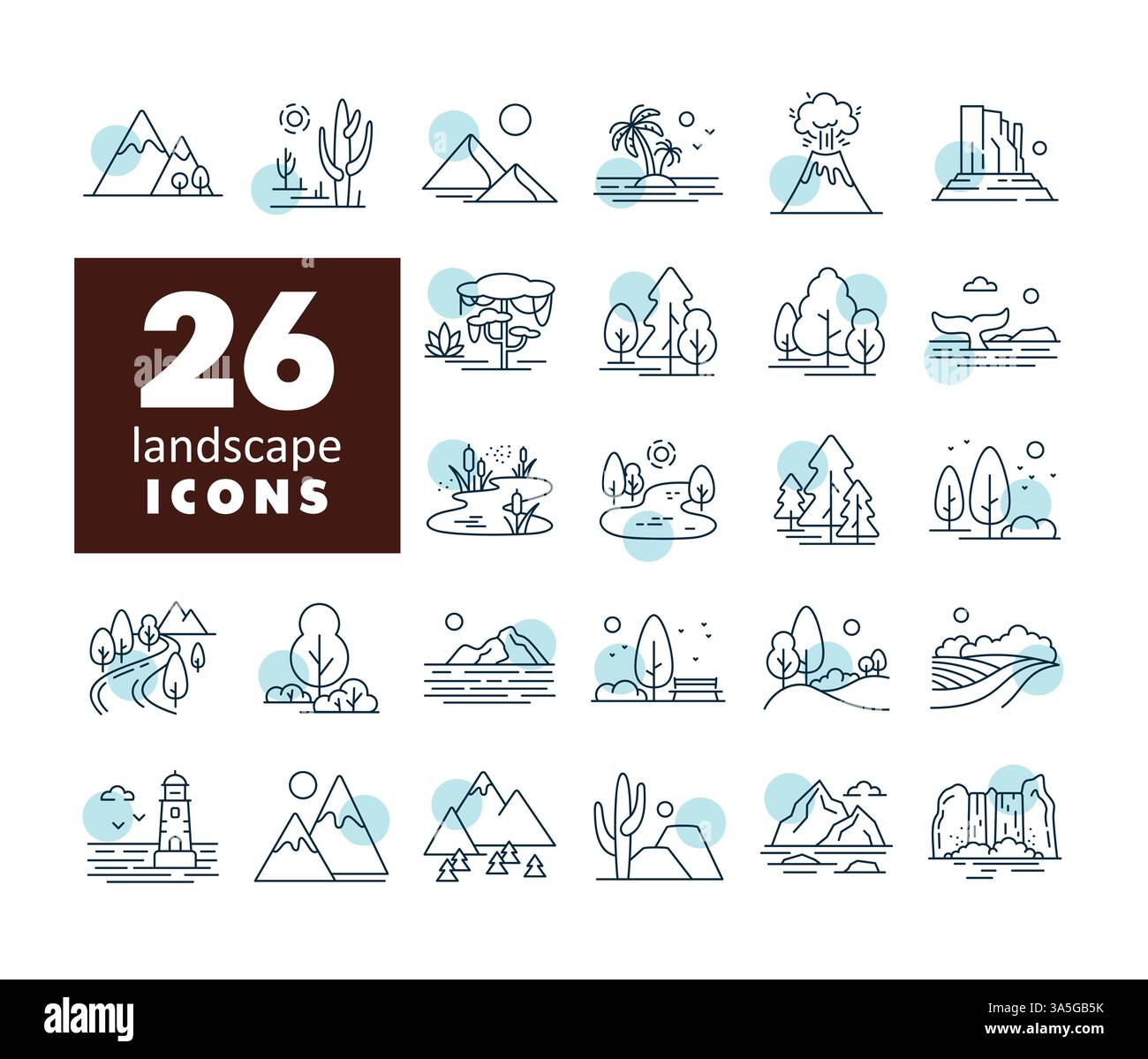 Nature Landscape vector icons. Nature sign. Graph symbol for travel and ...