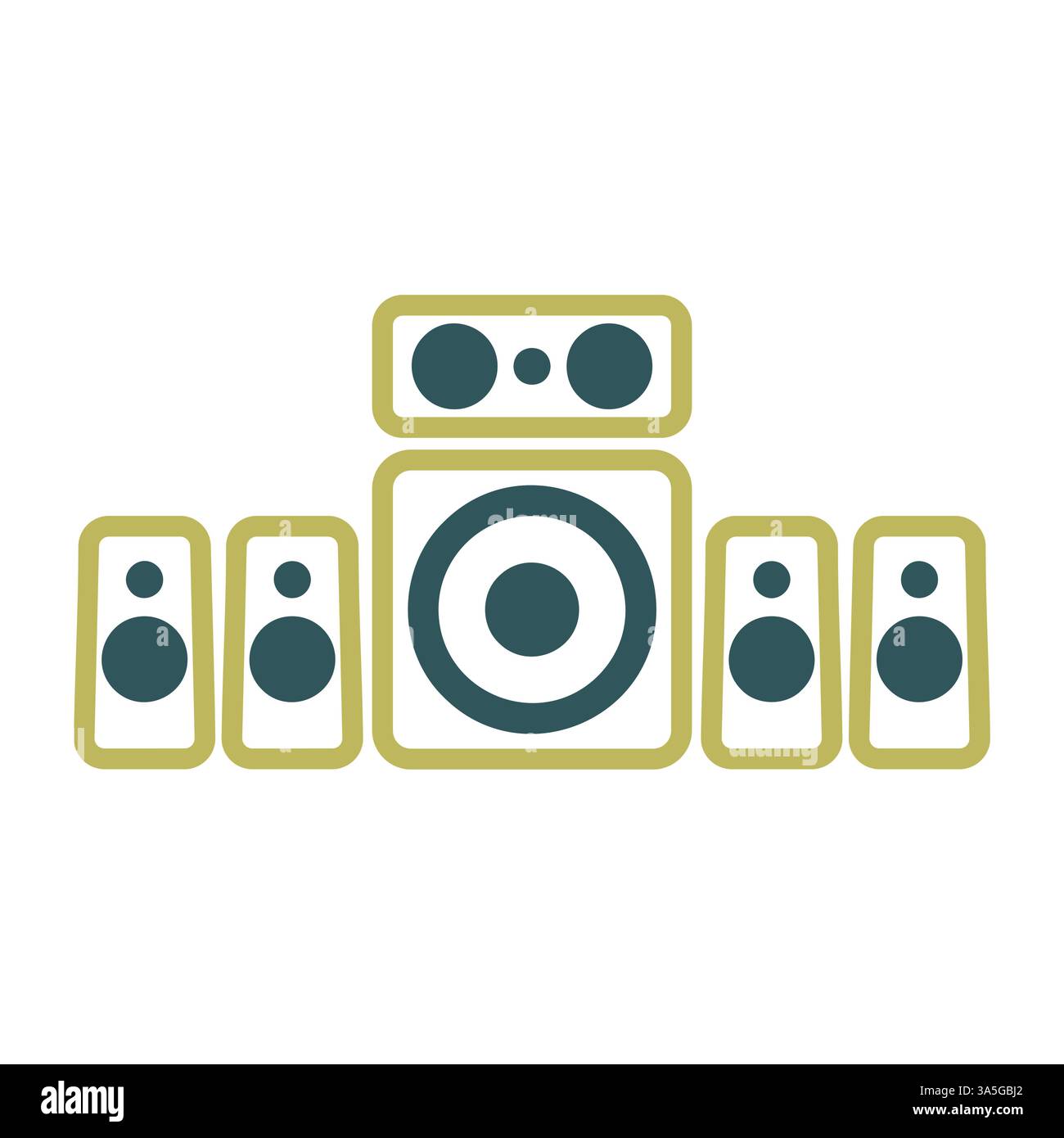 5.1 surround sound system vector isolated icon. Graph symbol for music ...