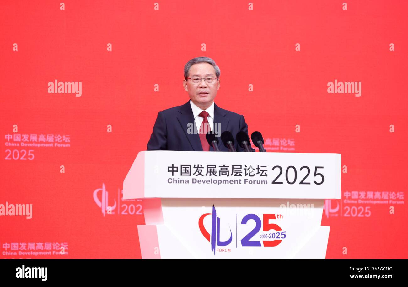 Beijing, China. 23rd Mar, 2025. Chinese Premier Li Qiang attends the ...