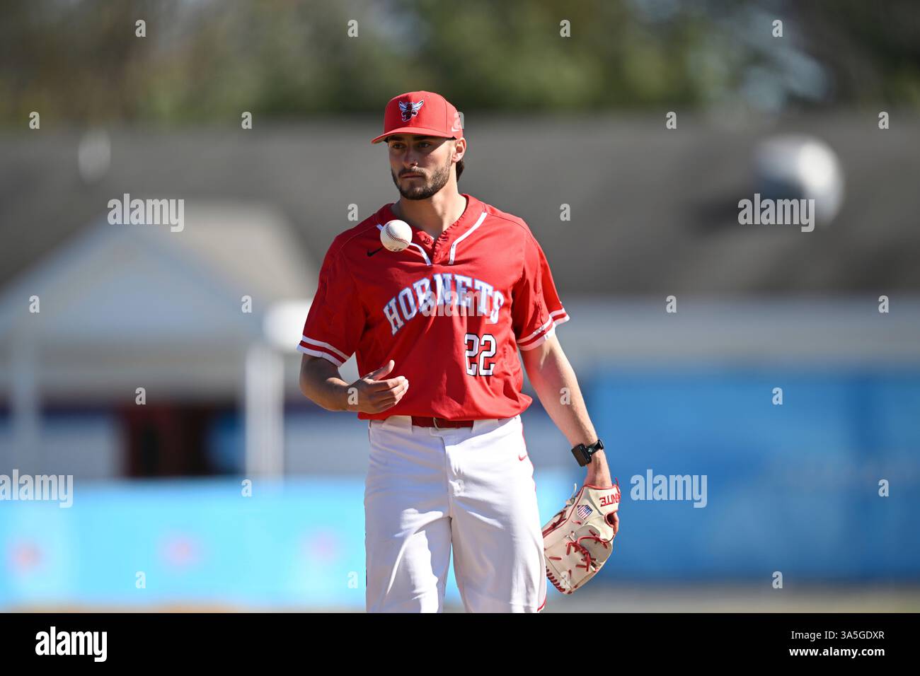 Delaware St. pitcher Michael Lane during an NCAA baseball game on ...
