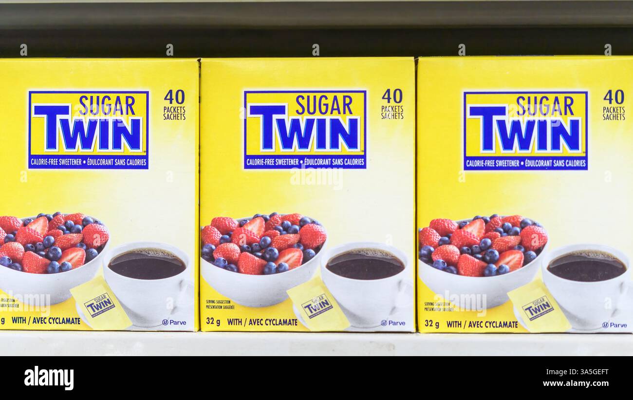 Boxes of Sugar Twin sweetener on a retail store shelf Stock Photo - Alamy