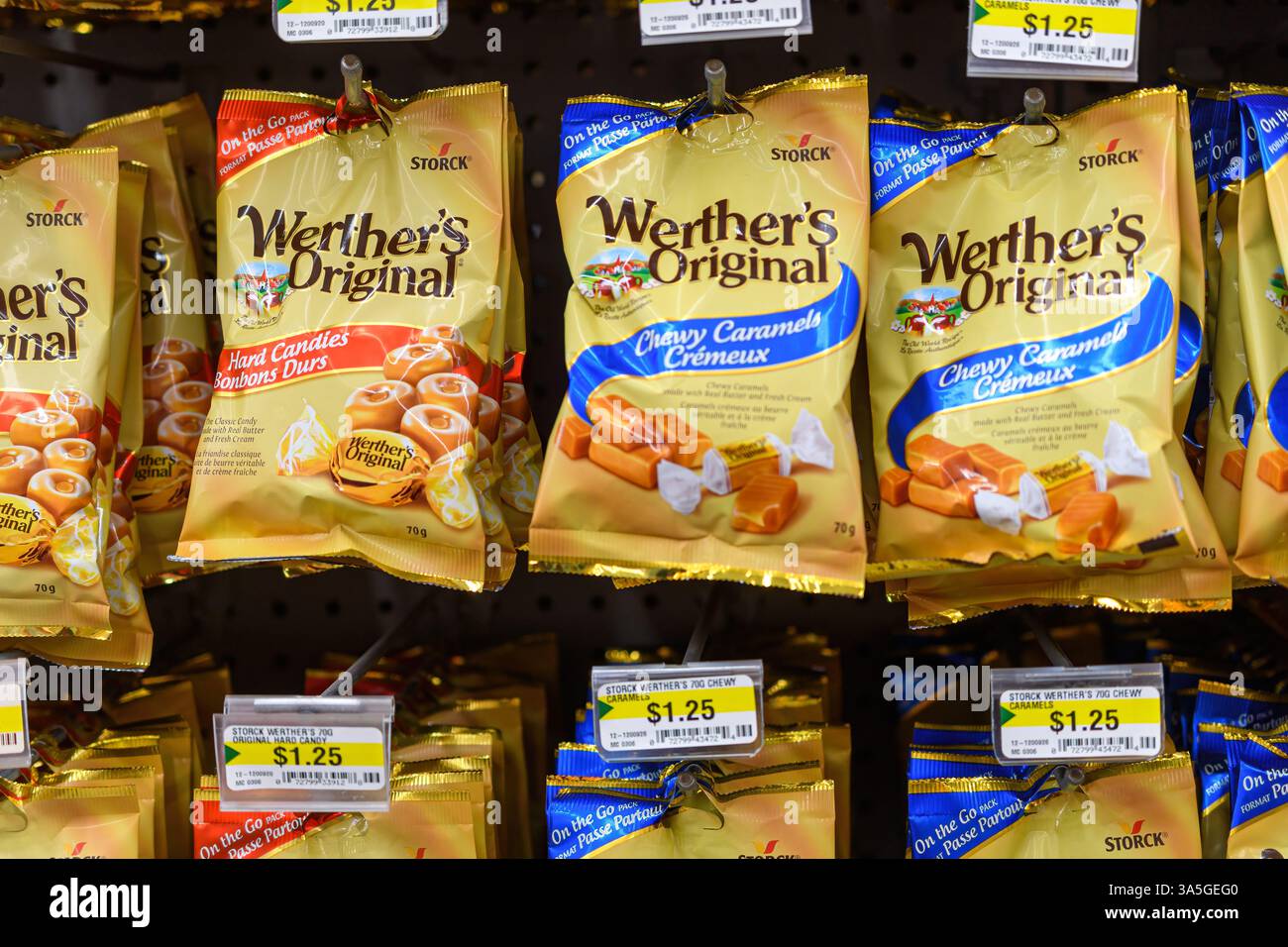 Retail display of Werther’s Original sweets in a Dollarama store Stock ...