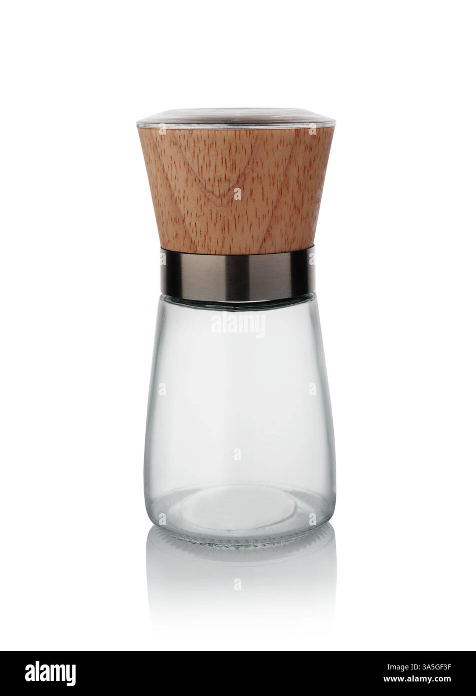 New empty glass professional pepper grinder isolated on white Stock ...