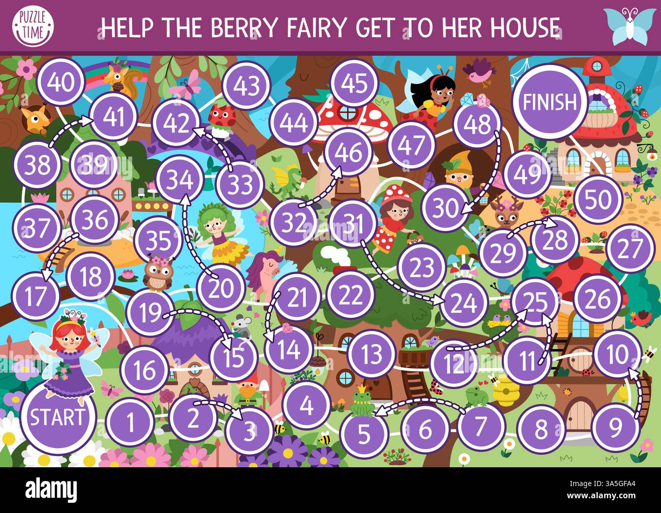 Woodland fairy dice board game for children with magic forest ...