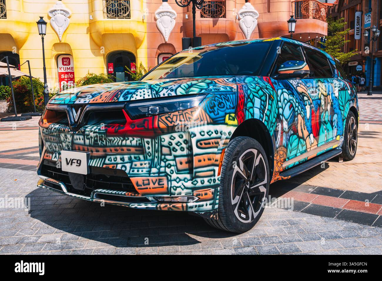 Modern Vietnamese Vinfast VF9 electric car painted with airbrushing and ...