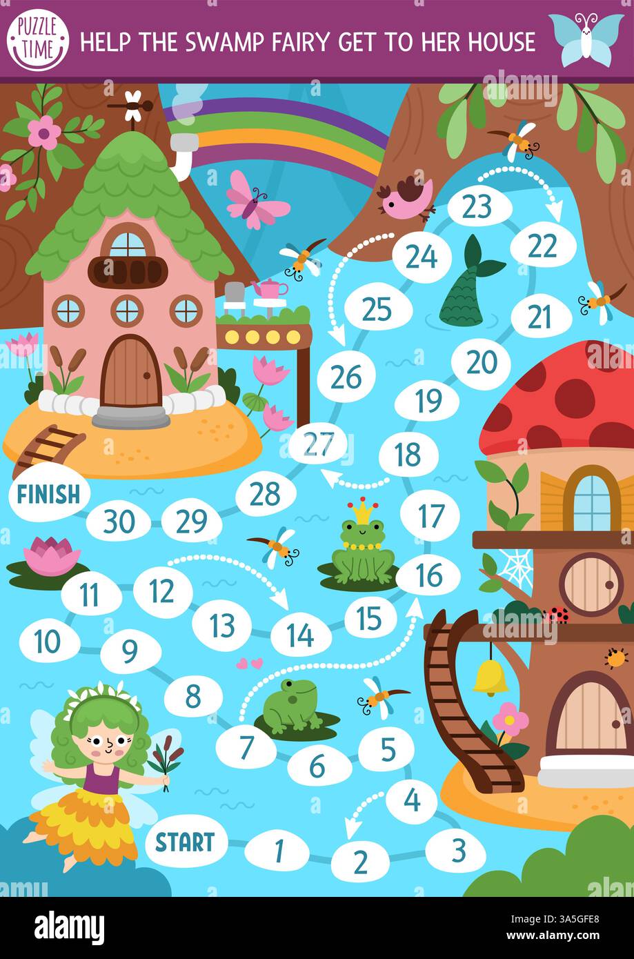 Woodland fairy dice board game for children with magic forest ...