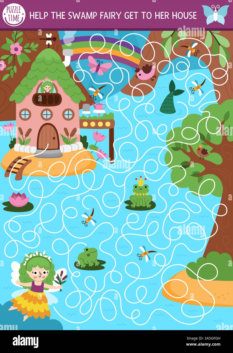 Fun maze for kids with swamp fairy, enchanted house, magic forest ...