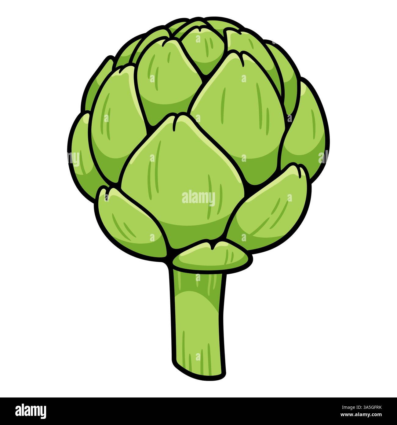 Artichoke hand drawn illustration, bright green simple drawing. Vector ...