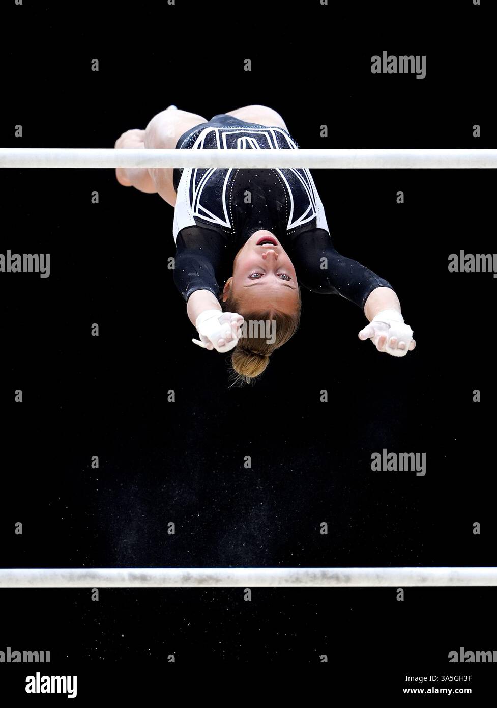 Emily Roper on the uneven bars on day four of the 2025 Artistic ...