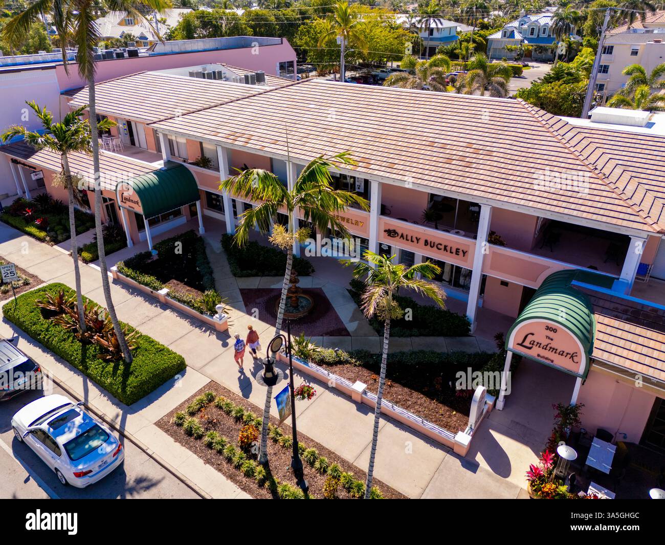 Naples, FL, USA - March 19, 2025: Aerial photo of upscale shops at Old ...