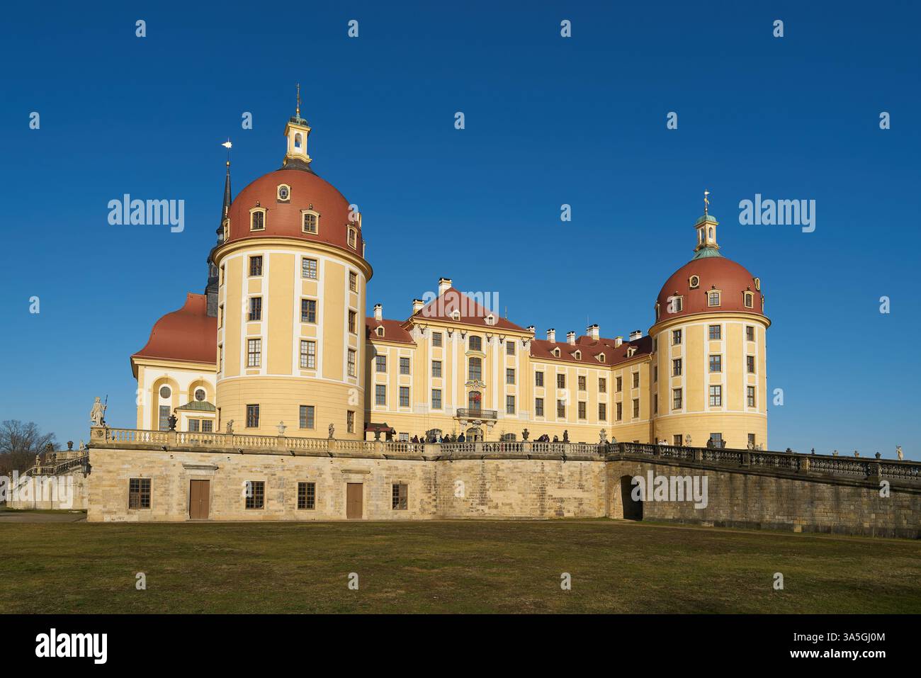 The baroque Moritzburg Castle in Saxony near Dresden in Germany seen ...