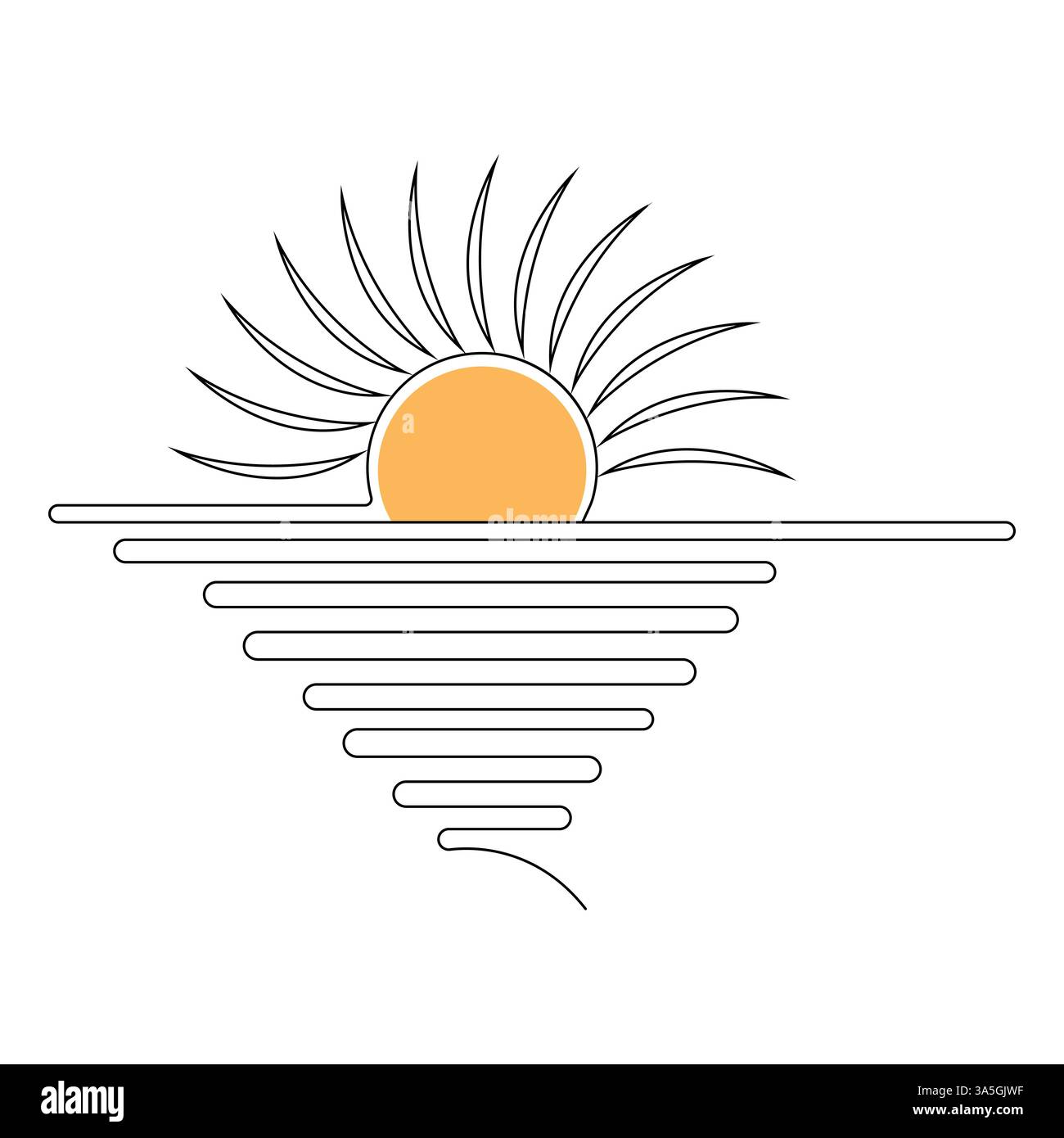 Sunset continuous single line drawing of nature sunset vector art ...