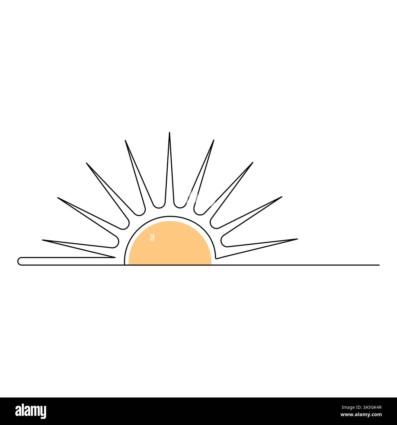 Sunset continuous single line drawing of nature sunset vector art ...