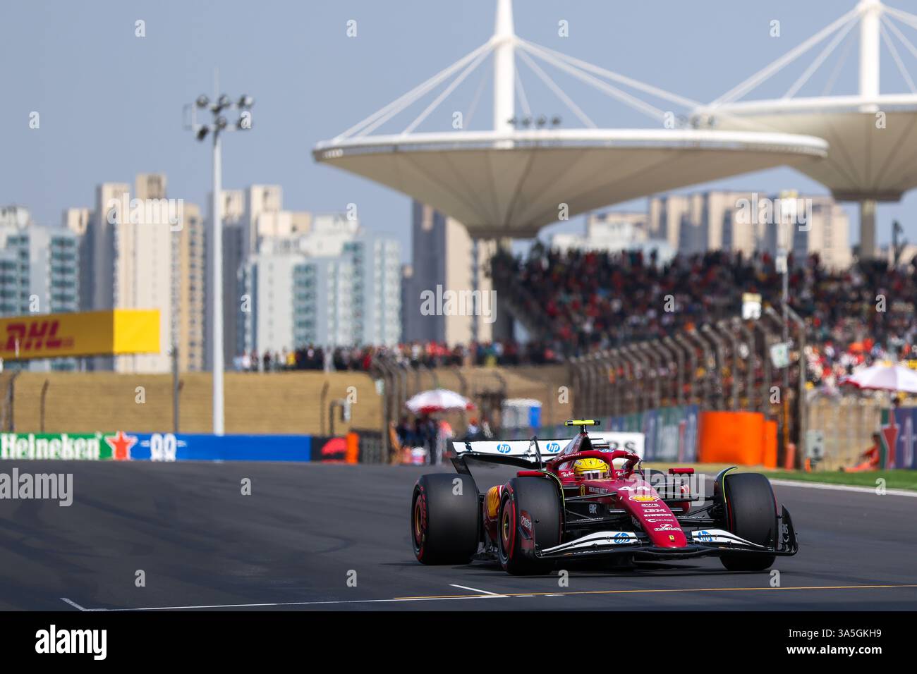 LEWIS HAMILTON (GBR) of Scuderia Ferrari #44 arriving on the grid ...