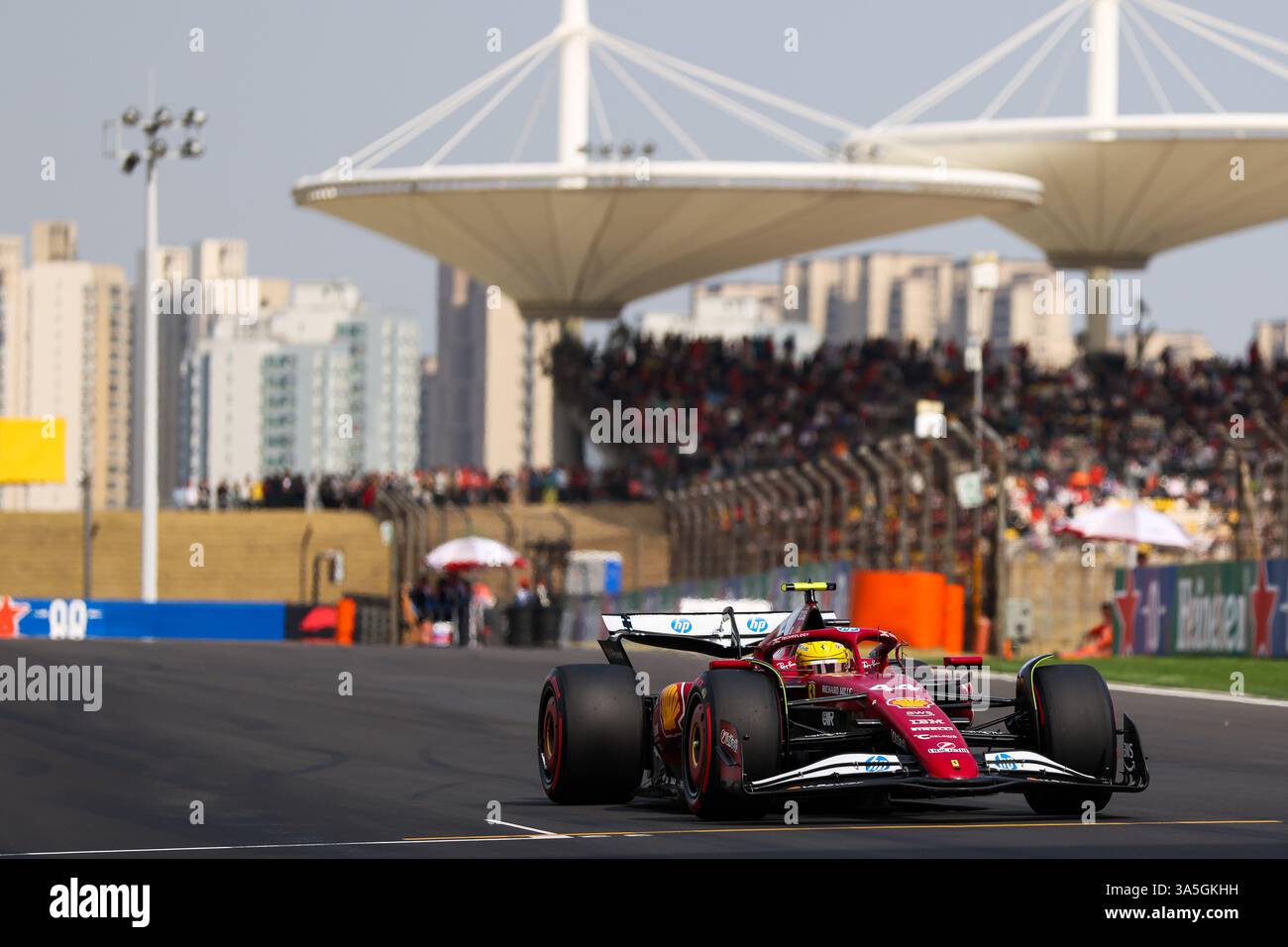 LEWIS HAMILTON (GBR) of Scuderia Ferrari #44 arriving on the grid ...