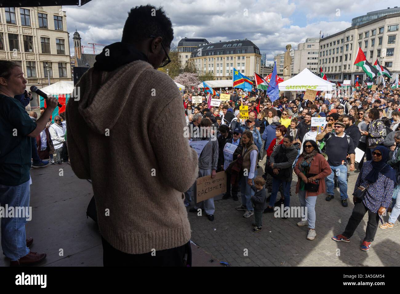 This picture is taken during a demonstration against racism organized ...