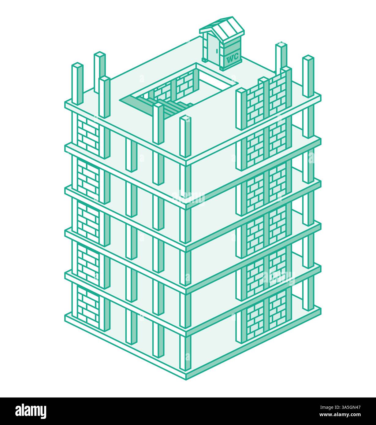 Building process concept. Construction of skyscraper. Process of ...