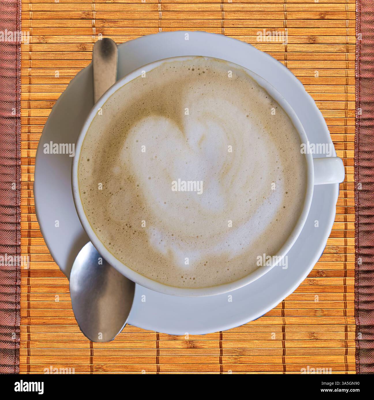 Panama Geisha Cappuccino Coffee on Bamboo Mat Stock Photo - Alamy