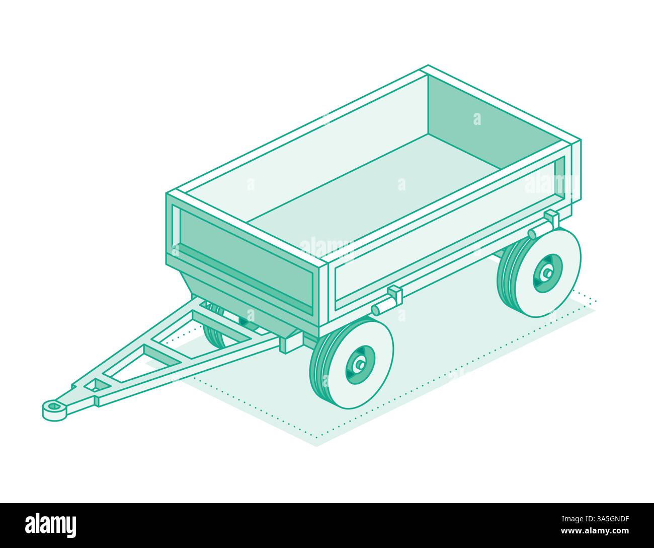 Isometric tractor trailer isolated on white background. Vector ...