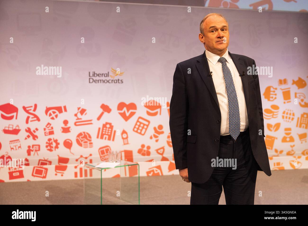 Harrogate, UK. 23 MAR, 2025. Ed Davey, leader of the Liberal Democrats ...