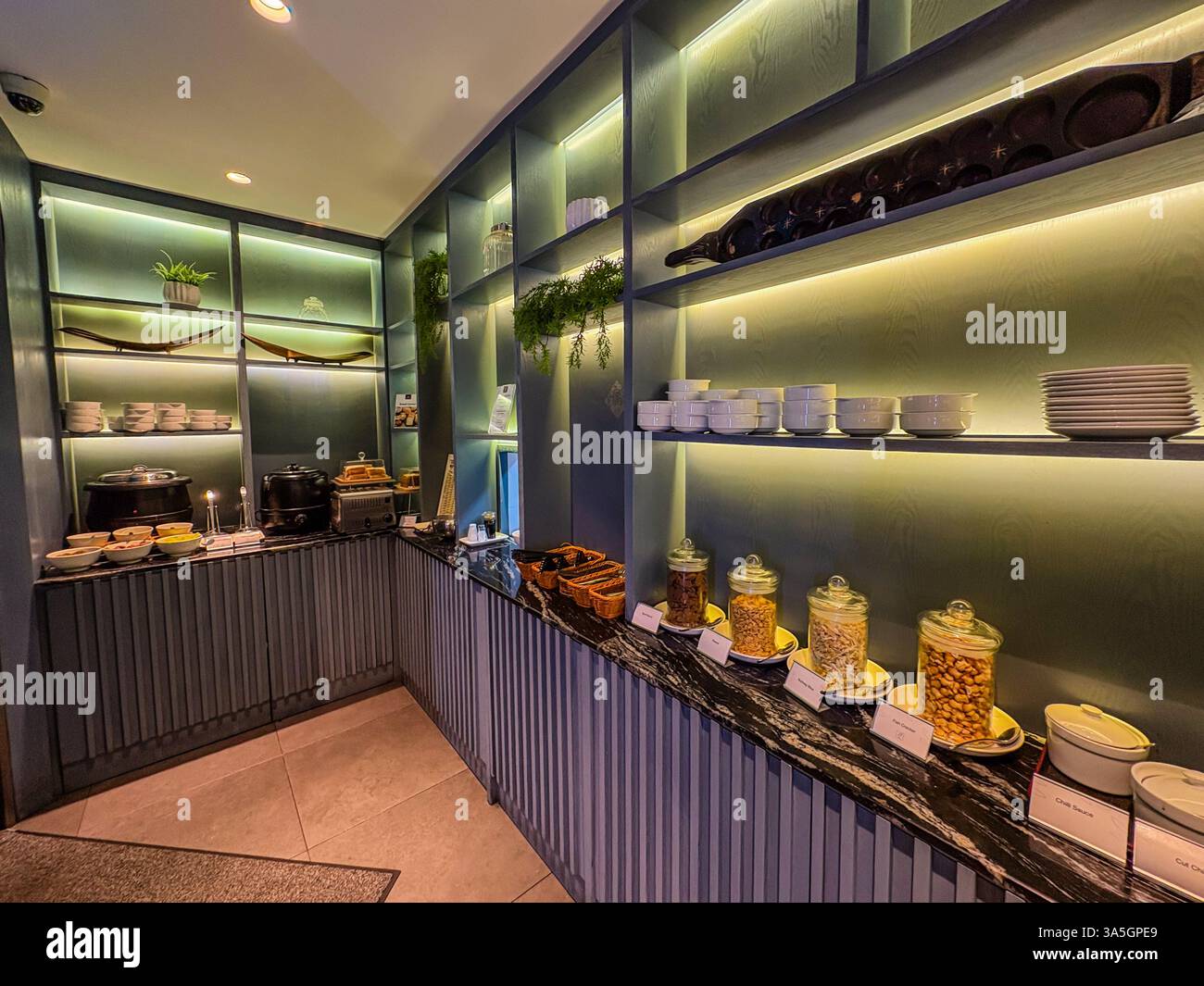 Display of food and serving ware in the lounge at Penang International ...